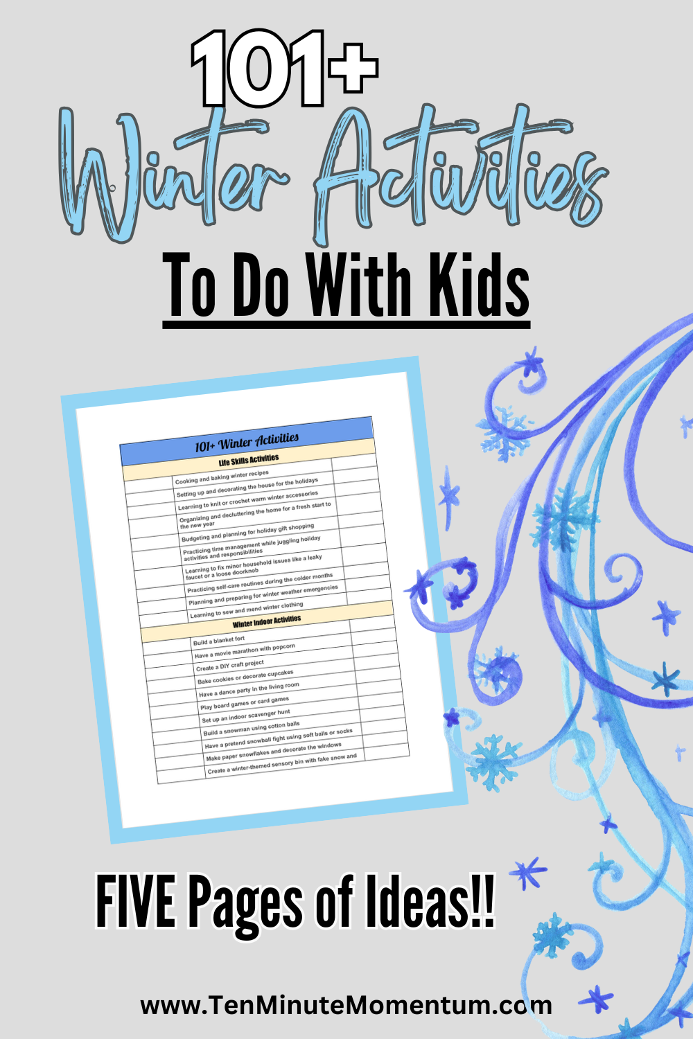 101+ Winter Activities for Kids to Learn Life Skills - Ten Minute Momentum