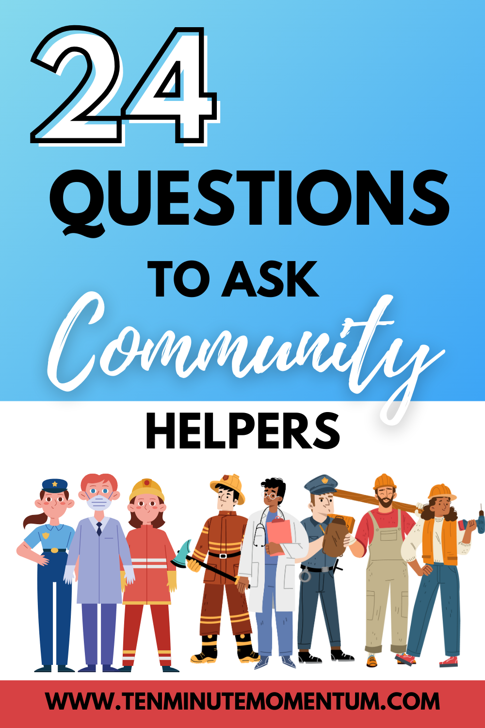 24 Community Helpers Jobs Questions & Matching Game For Kids - Ten ...